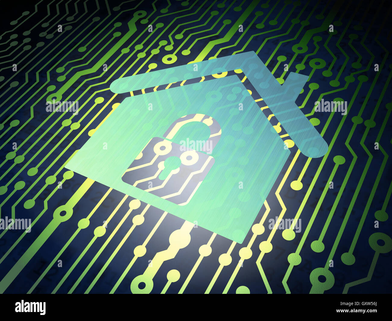 Protection concept: circuit board with Home Stock Photo - Alamy