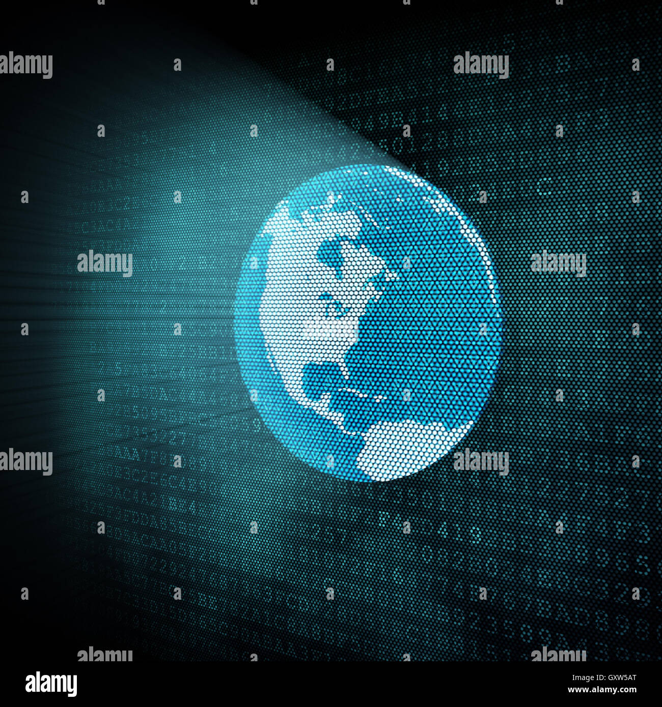 Pixeled earth globe illustration Stock Photo - Alamy