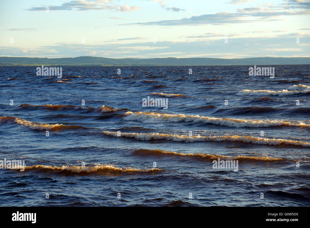 Wavy lake landscape Stock Photo - Alamy