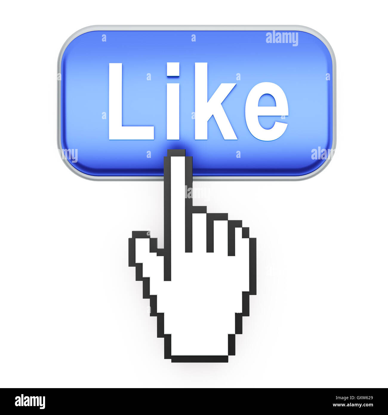 Hand-shaped mouse cursor press Like button Stock Photo - Alamy
