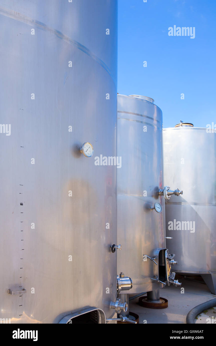 Fermentation tanks vessels in stainless steel Stock Photo - Alamy