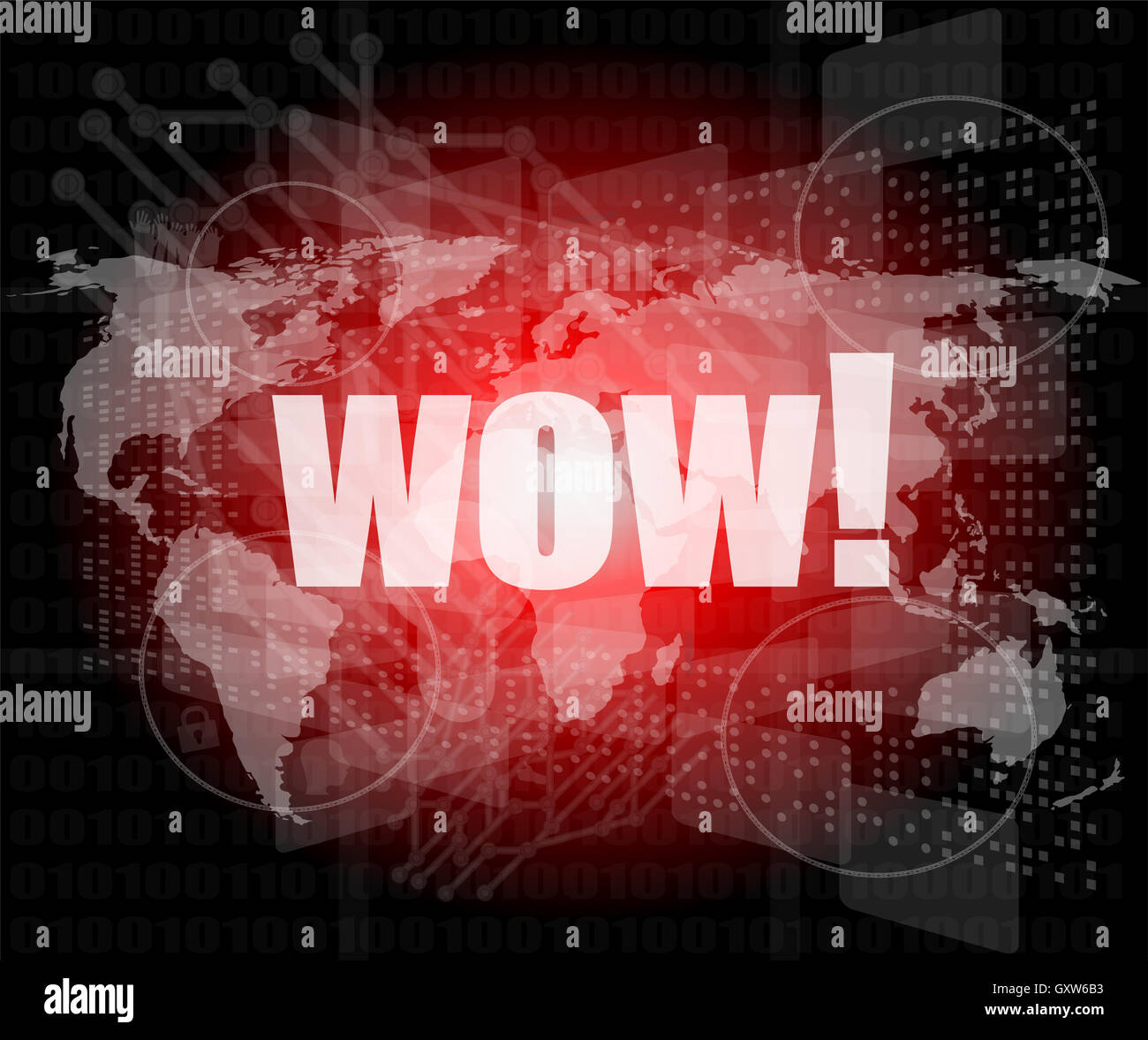 wow word on digital screen, global communication concept Stock Photo ...