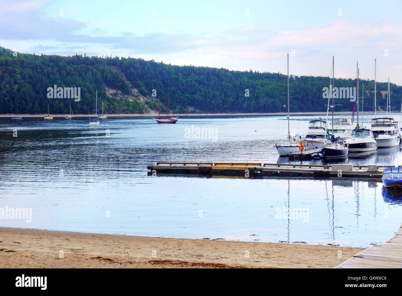 Beautiful beach and harbor landscape Stock Photo - Alamy