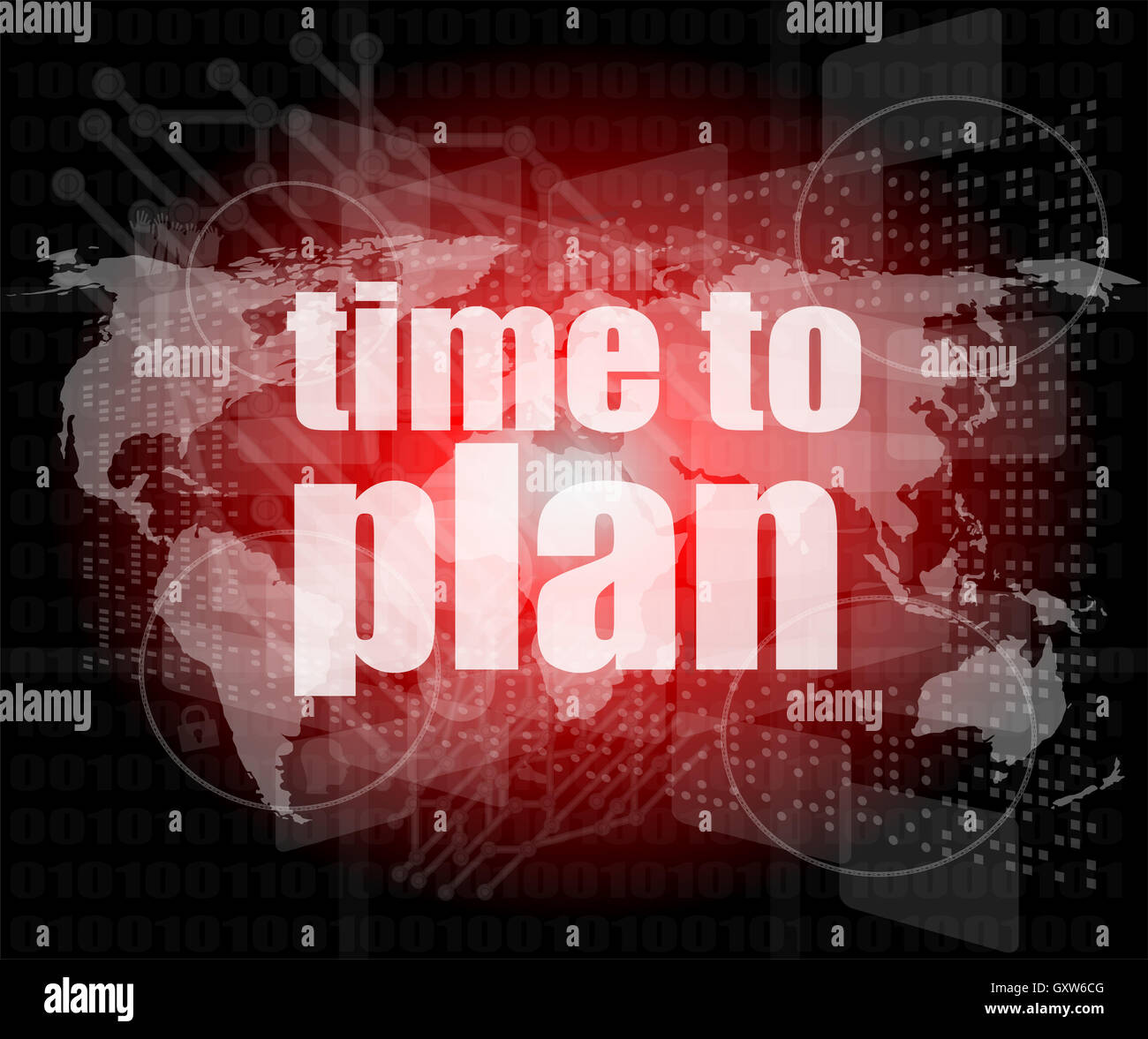 illustration of touch screen with time to plan words Stock Photo - Alamy