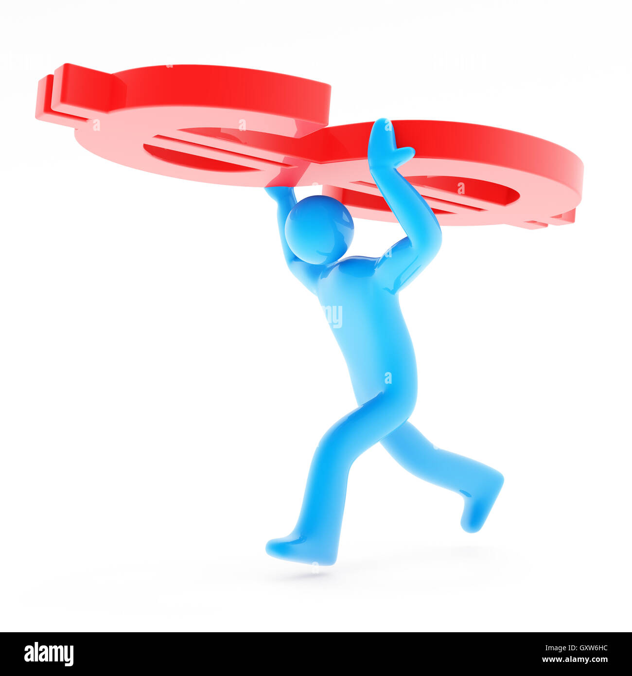 Running businessman carring dollar sign on white Stock Photo - Alamy