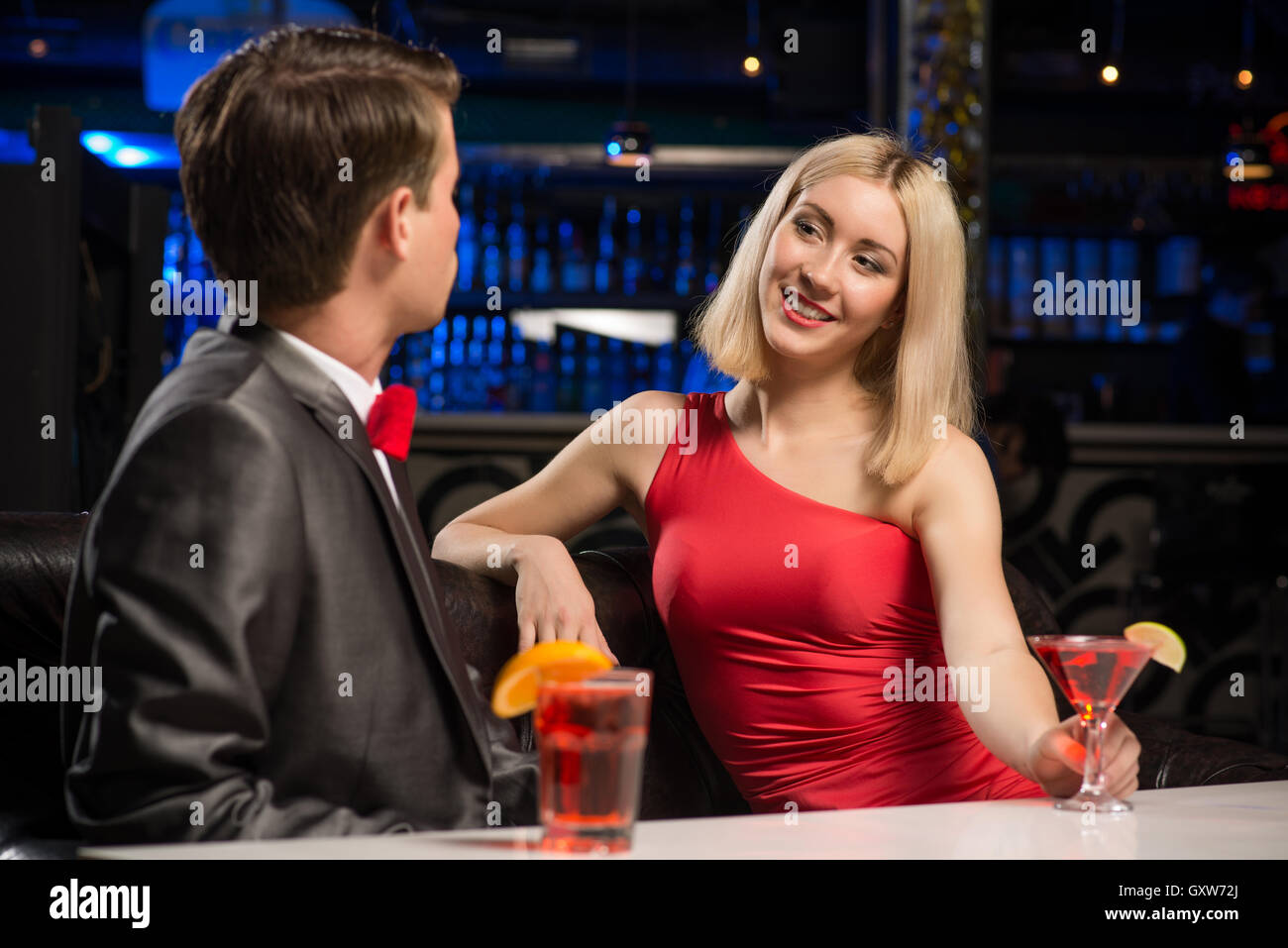 portrait of a woman in a nightclub Stock Photo - Alamy