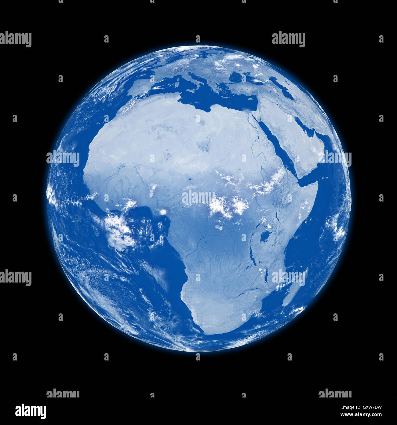 Africa on blue Earth Stock Photo - Alamy