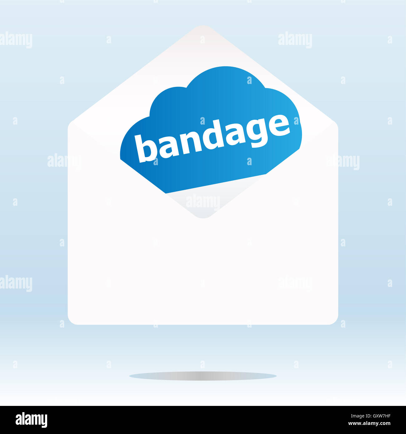 bandage word on blue cloud, paper mail envelope Stock Photo - Alamy