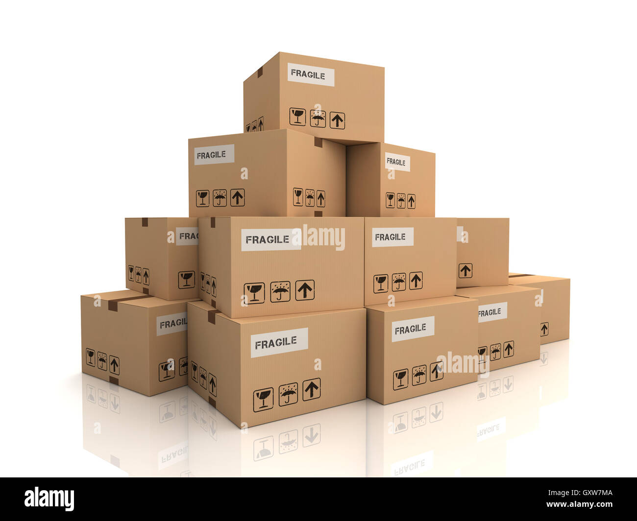 cardboard boxes concept 3d illustration Stock Photo - Alamy