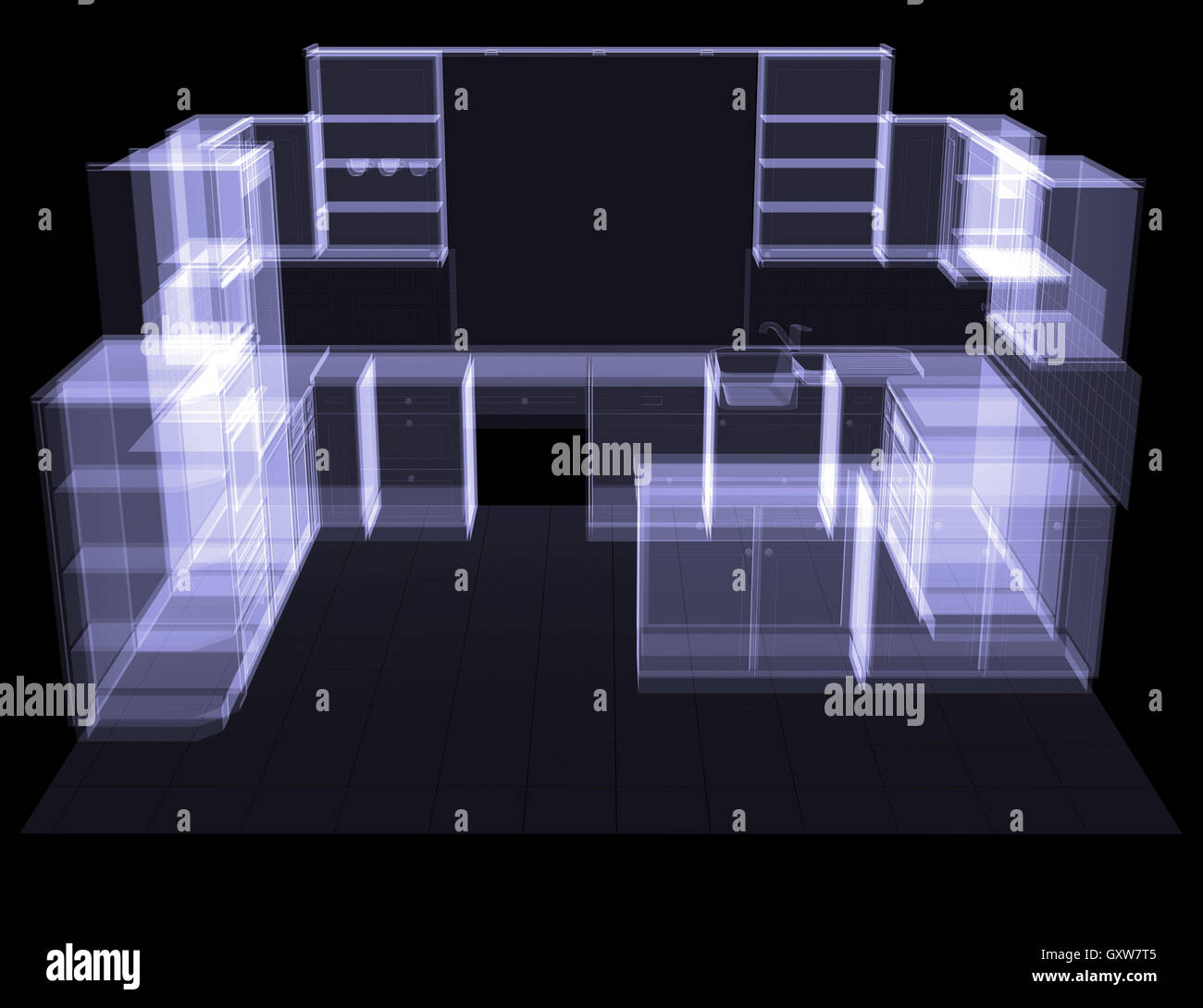 Kitchen. X-ray rendering Stock Photo - Alamy