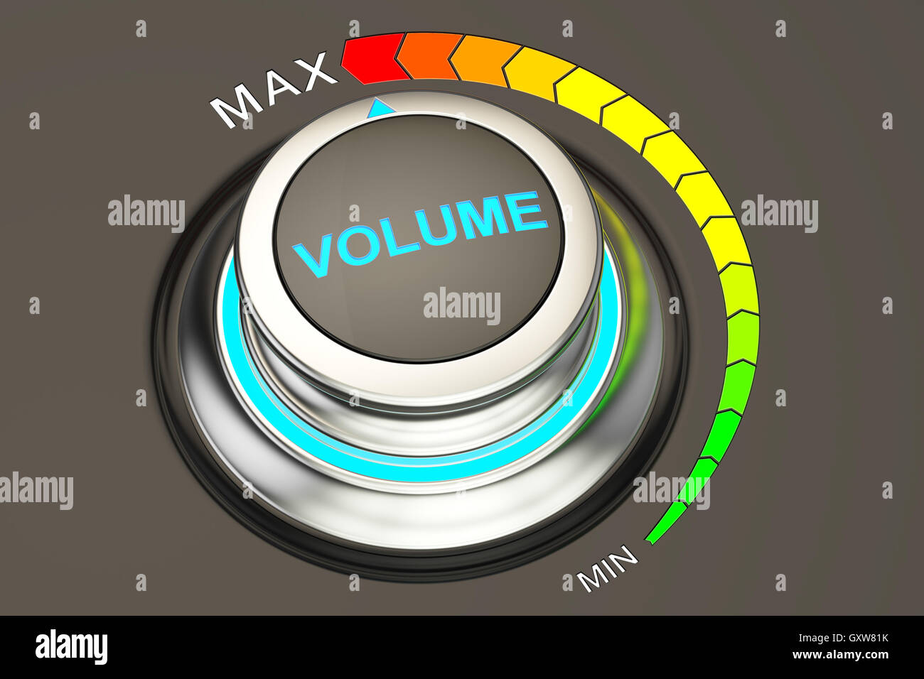 volume knob, max level of volume. 3D rendering Stock Photo - Alamy