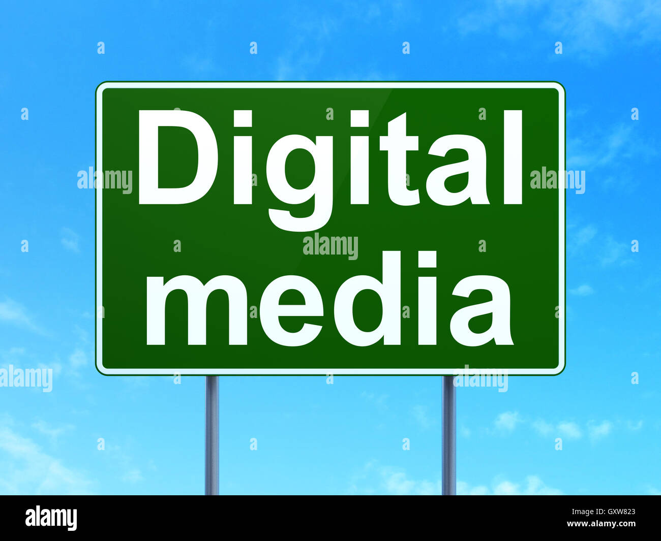 Advertising concept: Digital Media on road sign background Stock Photo ...