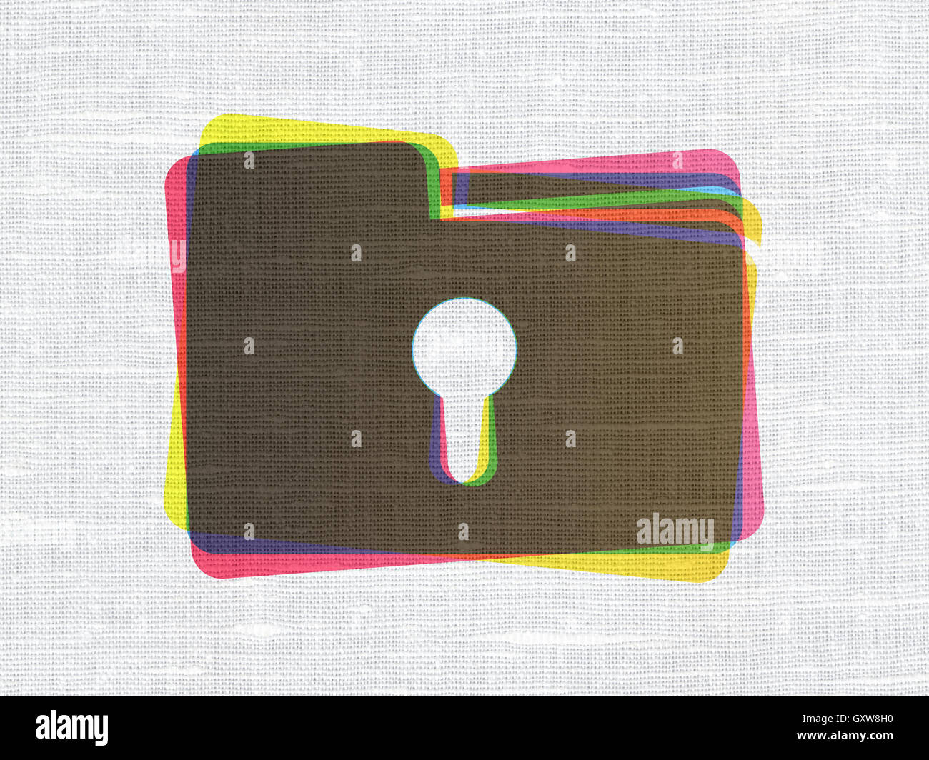 Business concept: Folder With Keyhole on fabric texture background ...