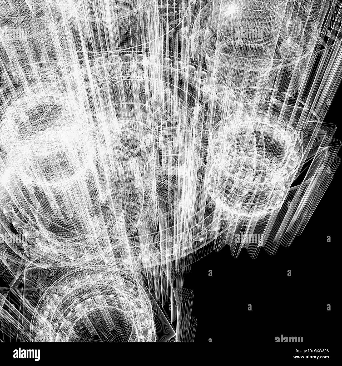 Wire frame gears Stock Photo - Alamy