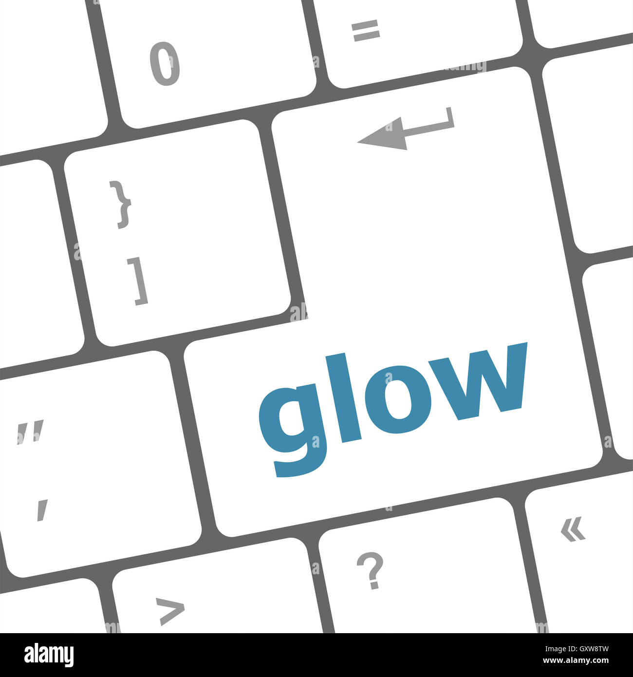 glow word on keyboard key, notebook computer button Stock Photo - Alamy