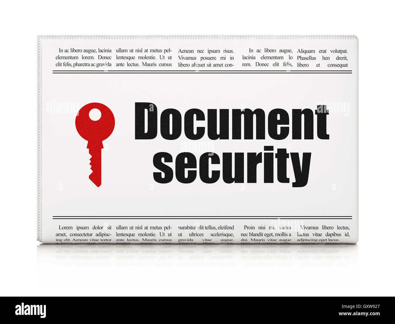 Protection news concept: newspaper with Document Security and Key Stock ...