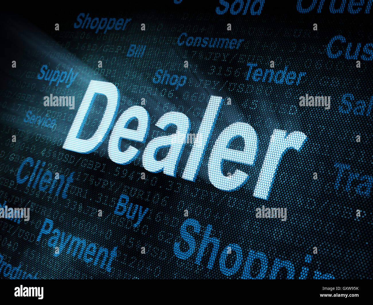 Pixeled word Dealer on digital screen Stock Photo - Alamy