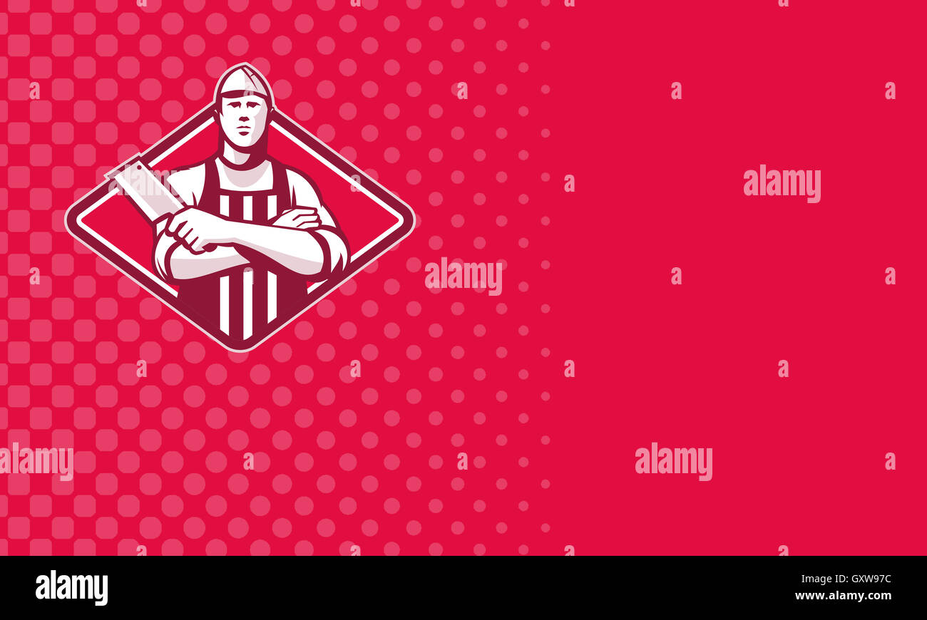 Butcher Cutter Worker Meat Cleaver Knife Retro Stock Photo - Alamy