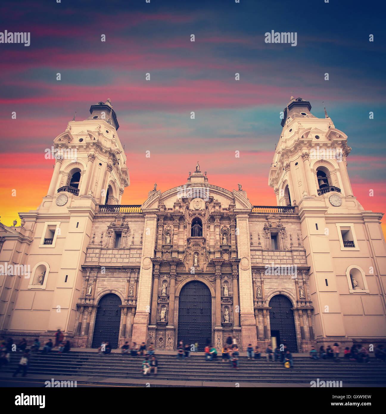 Panoramic view of Lima main square and cathedral church Stock Photo - Alamy