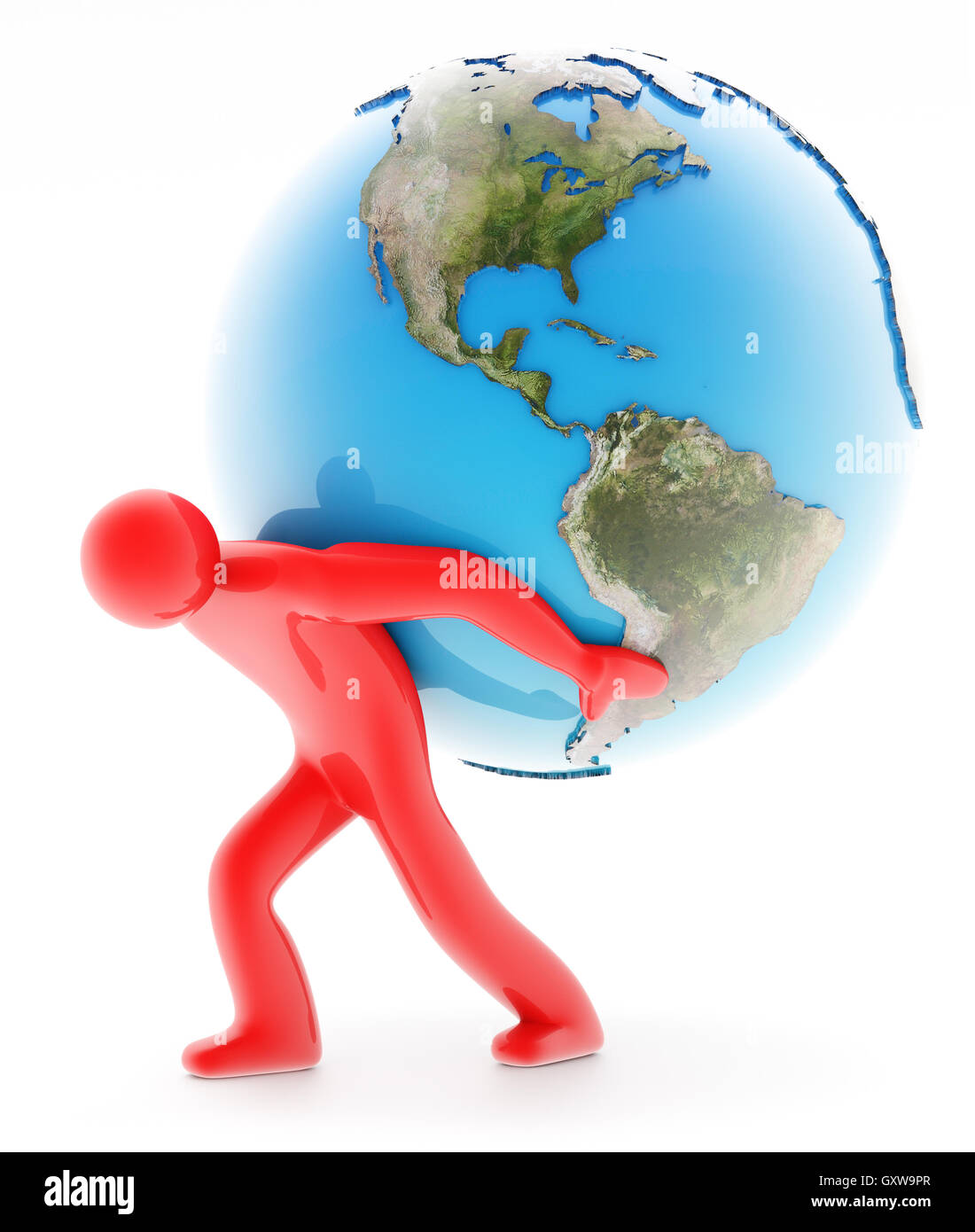 Man holding Earth on white Stock Photo - Alamy