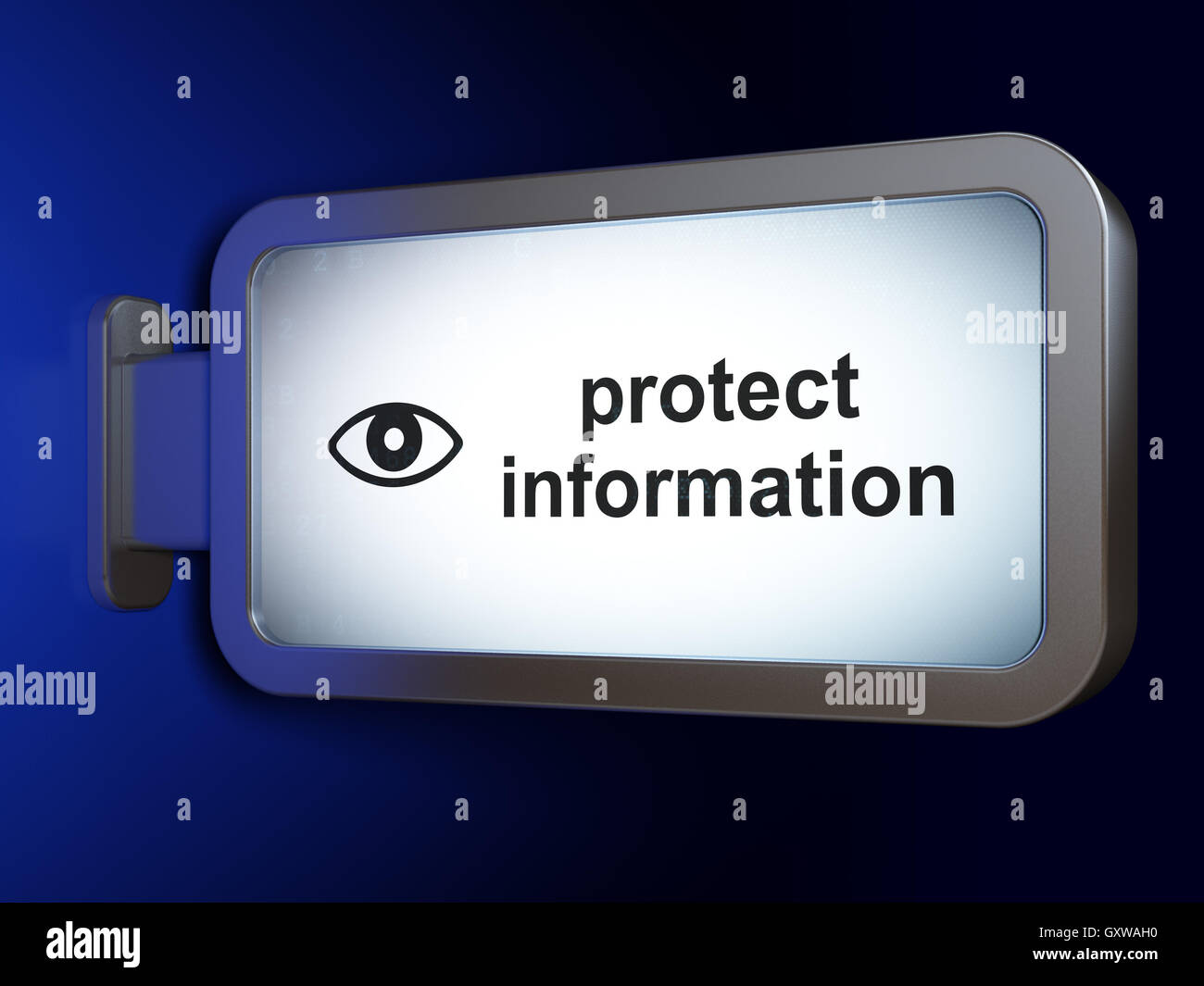 Privacy concept: Protect Information and Eye on billboard background ...