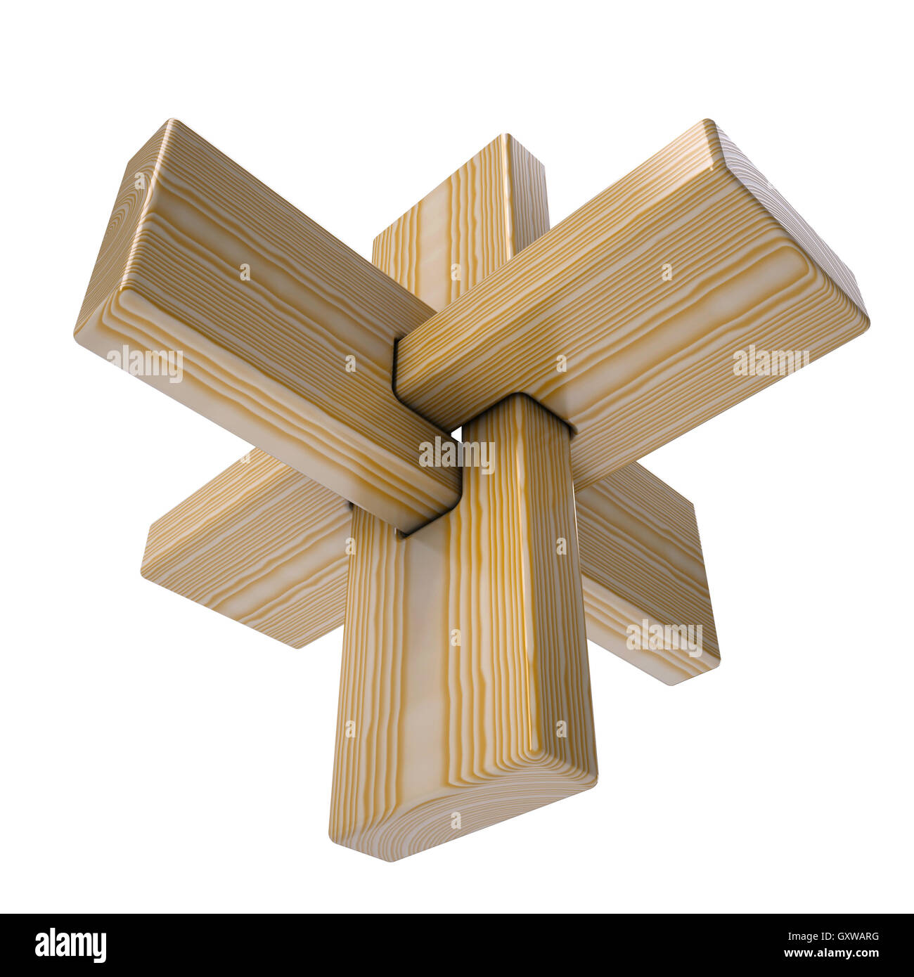 Wooden abstract 3D shape Stock Photo - Alamy