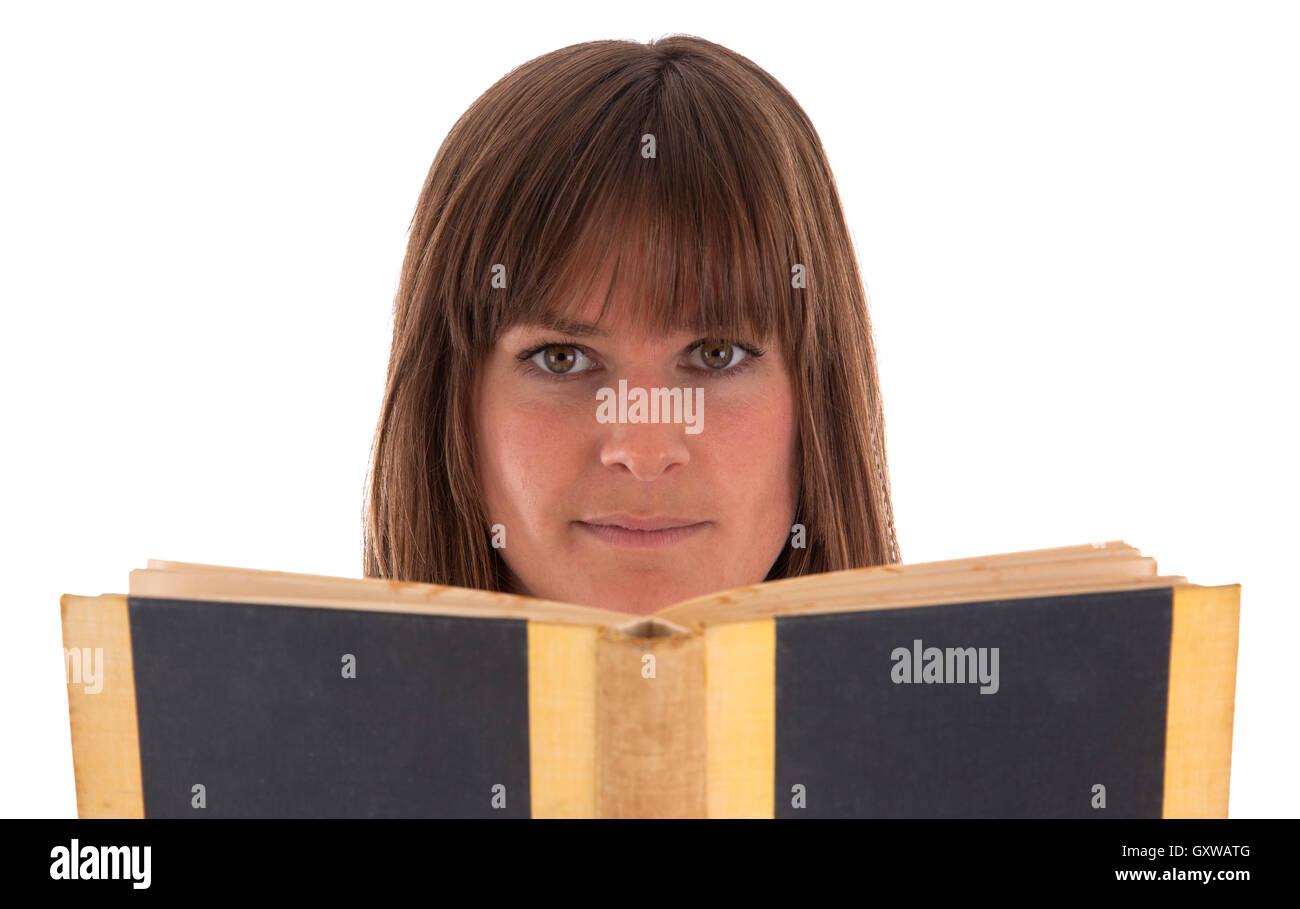 Woman reading an old used book Stock Photo - Alamy