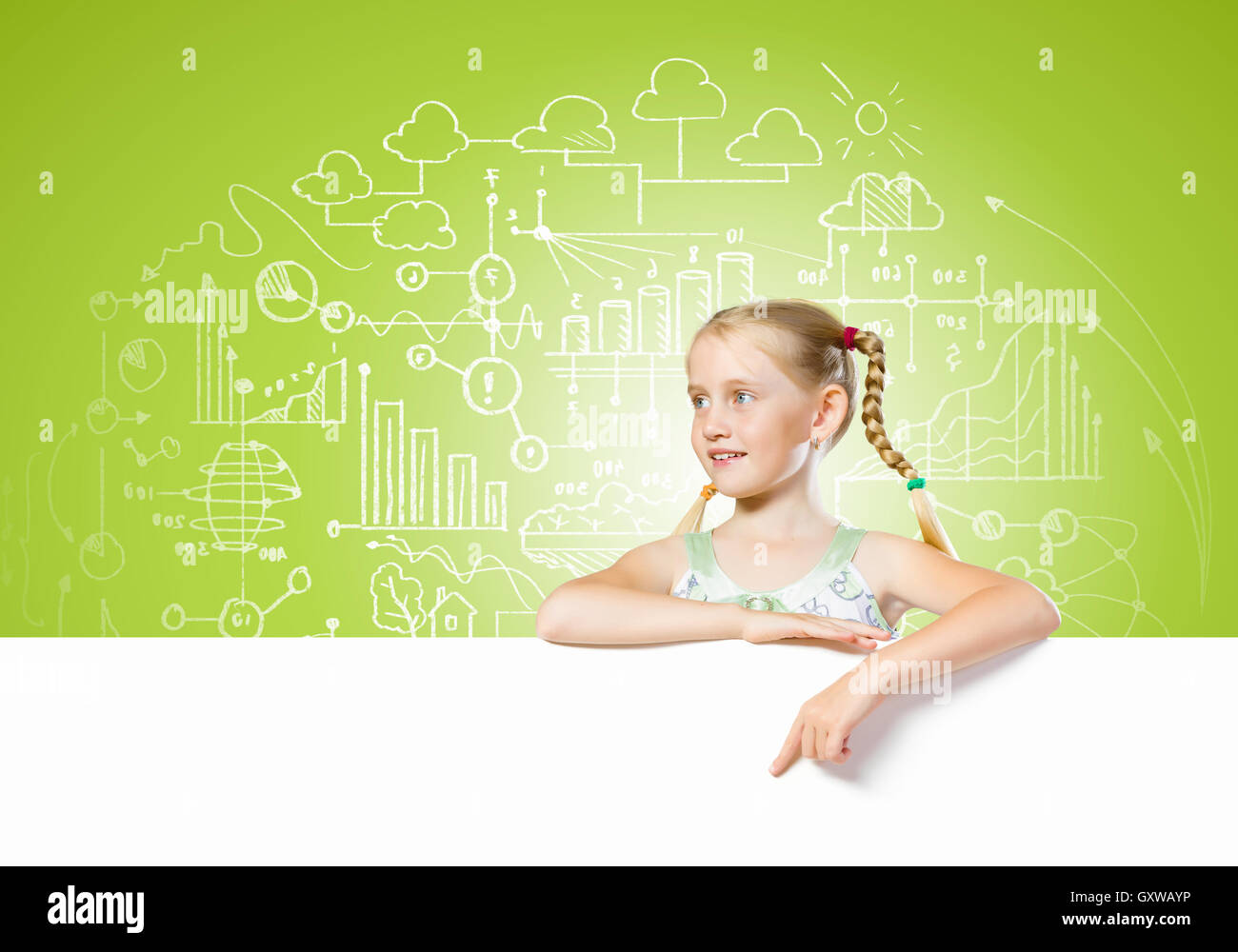 Kid with banner Stock Photo - Alamy