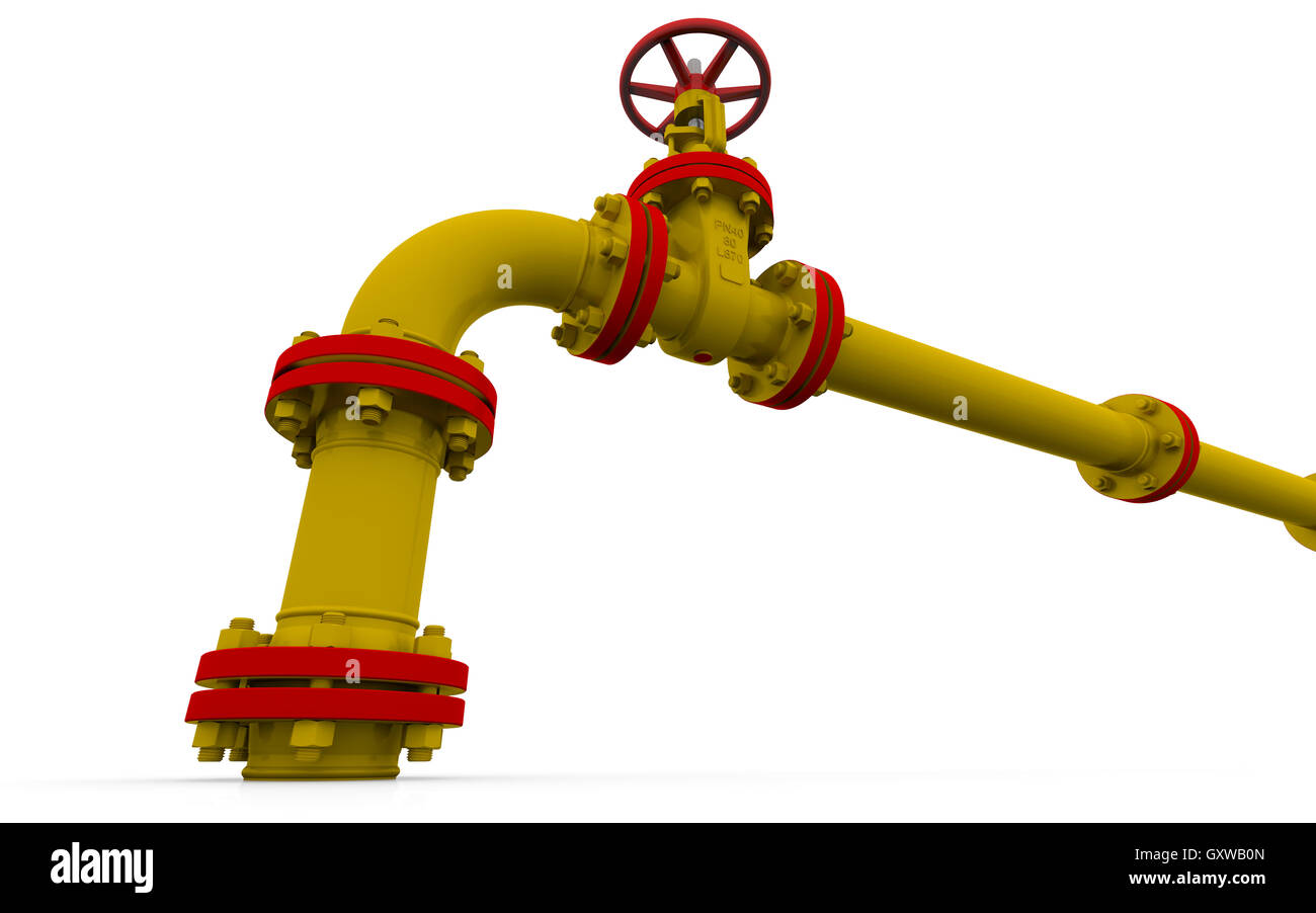 Yellow pipe and valve Stock Photo - Alamy
