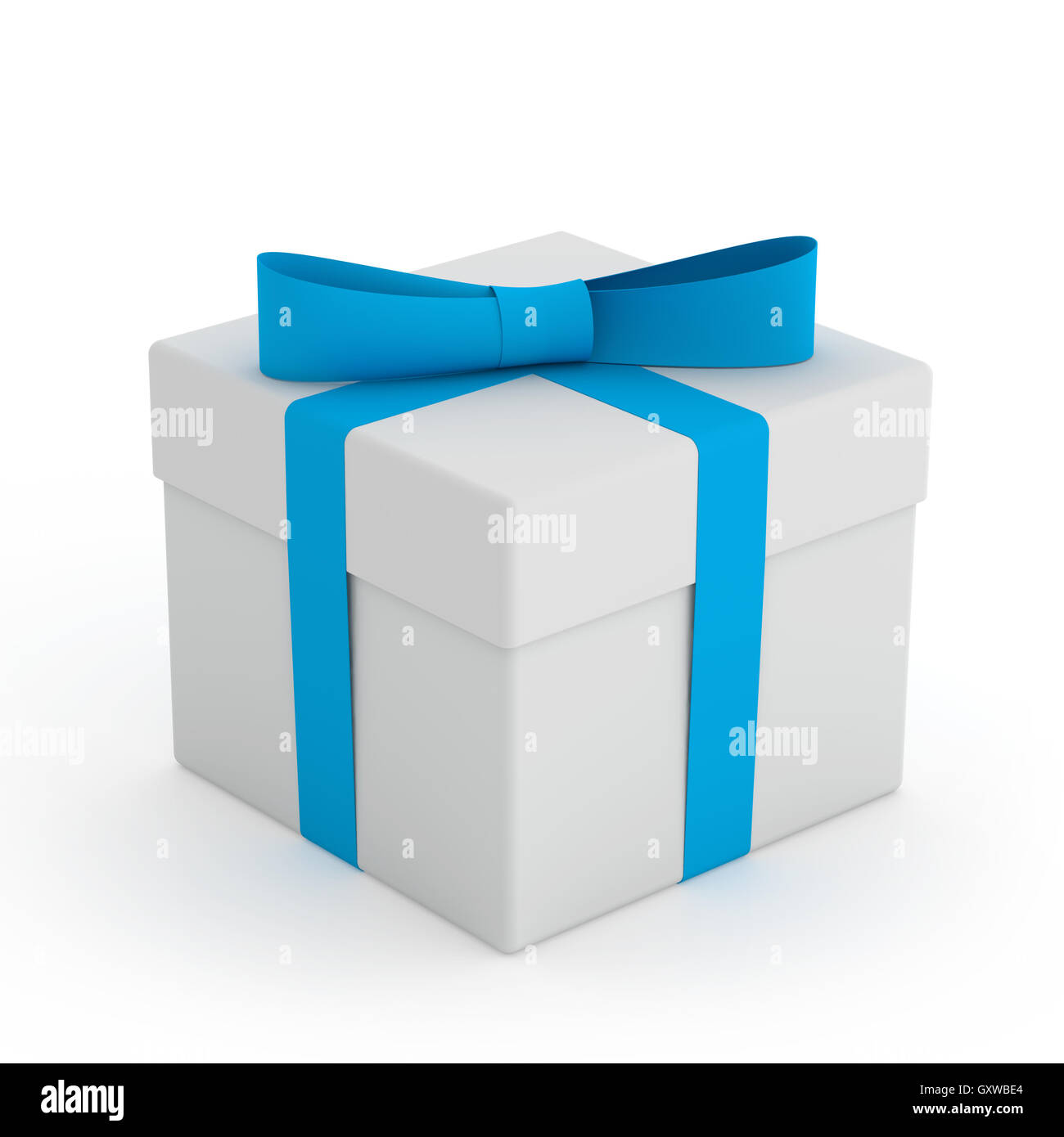 White gift box blue ribbon hi-res stock photography and images - Alamy