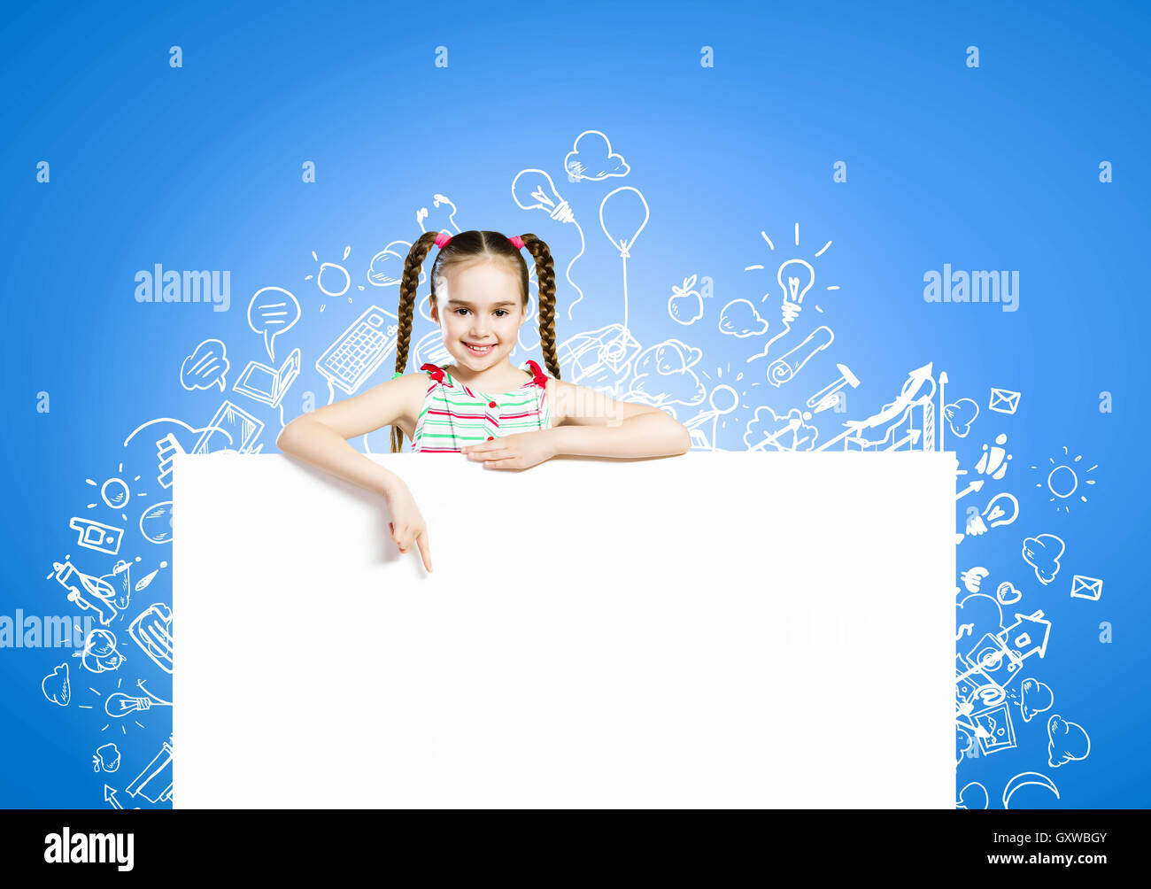 Kid with banner Stock Photo - Alamy