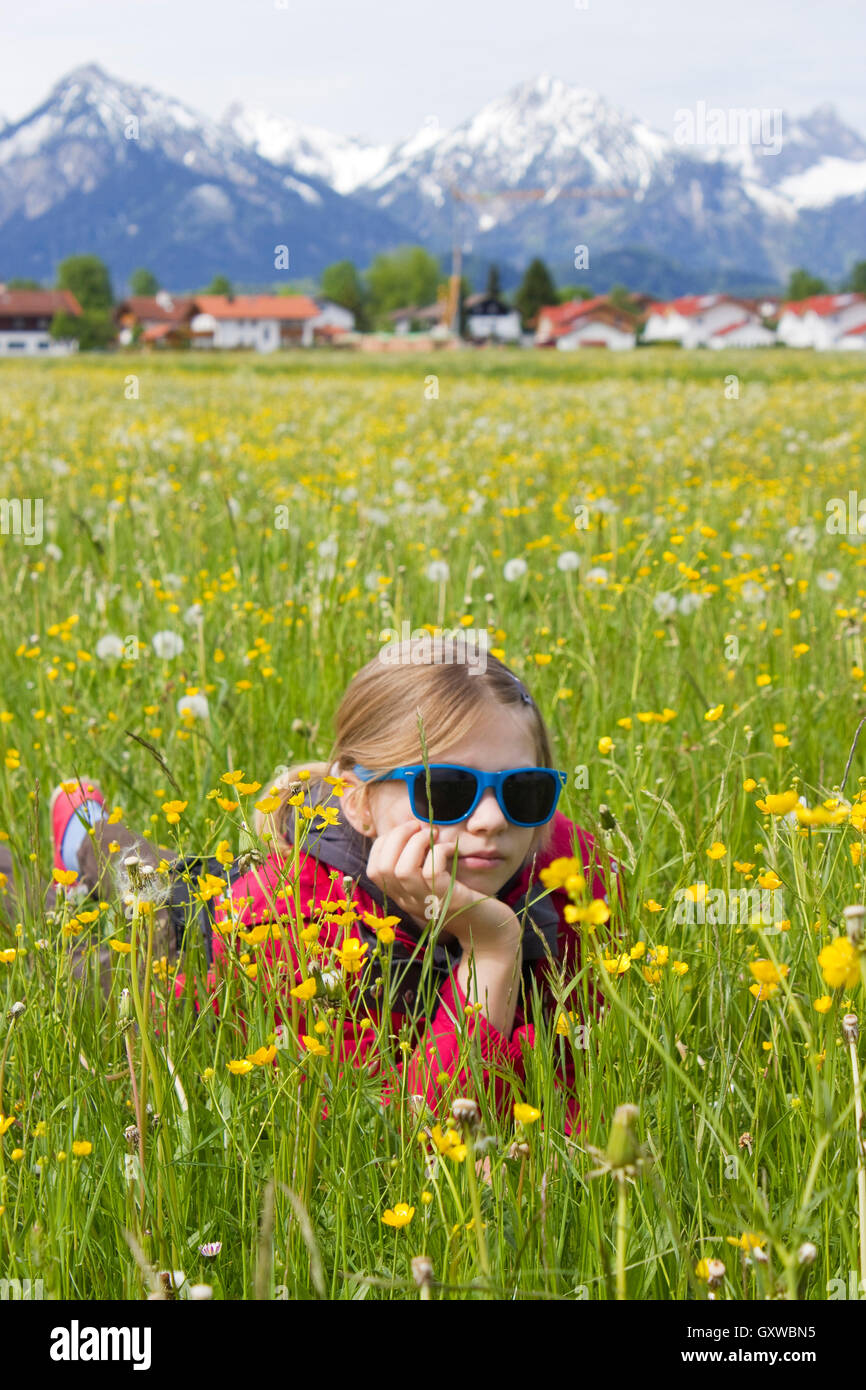 portrait of a girl against the panorama of the Alps Stock Photo - Alamy