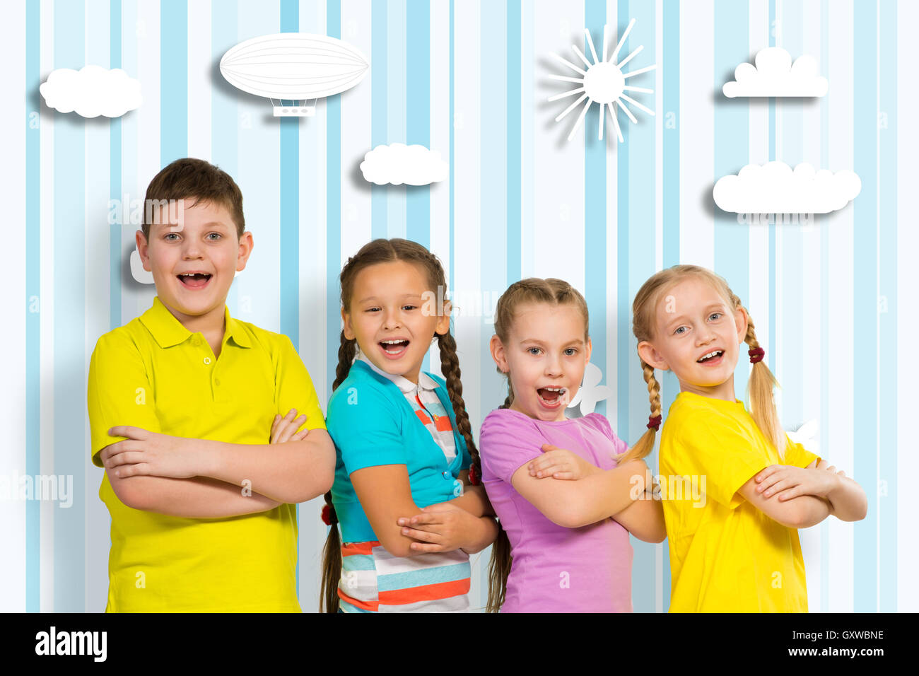 Female kids children line hi-res stock photography and images - Alamy