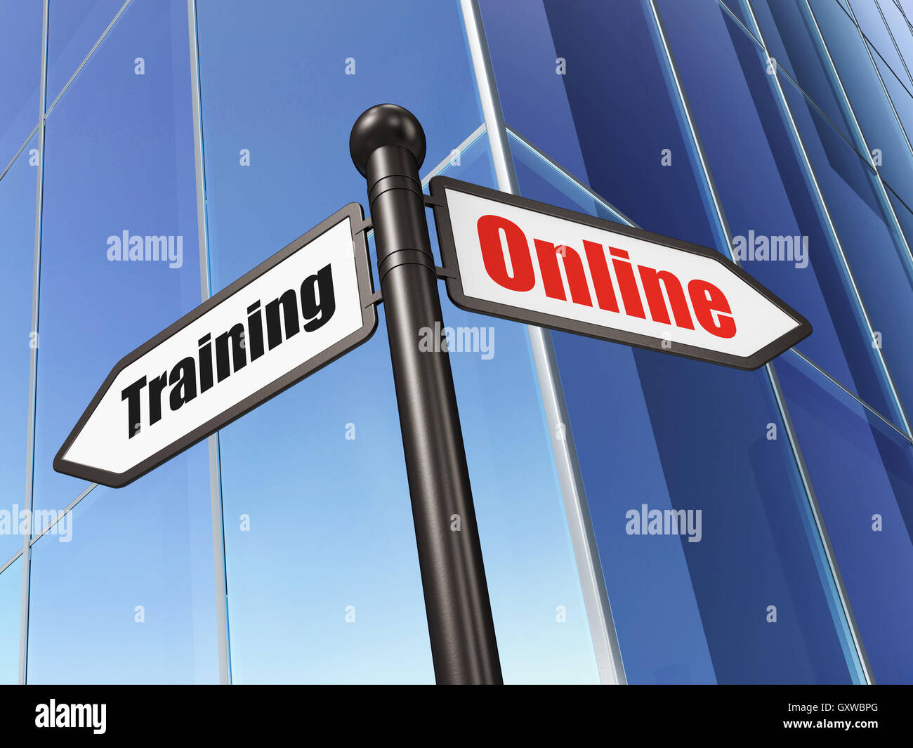 Education concept: sign Online Training on Building background Stock ...