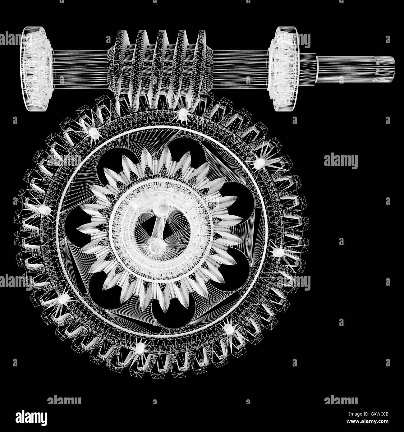 Wire frame gears Stock Photo - Alamy
