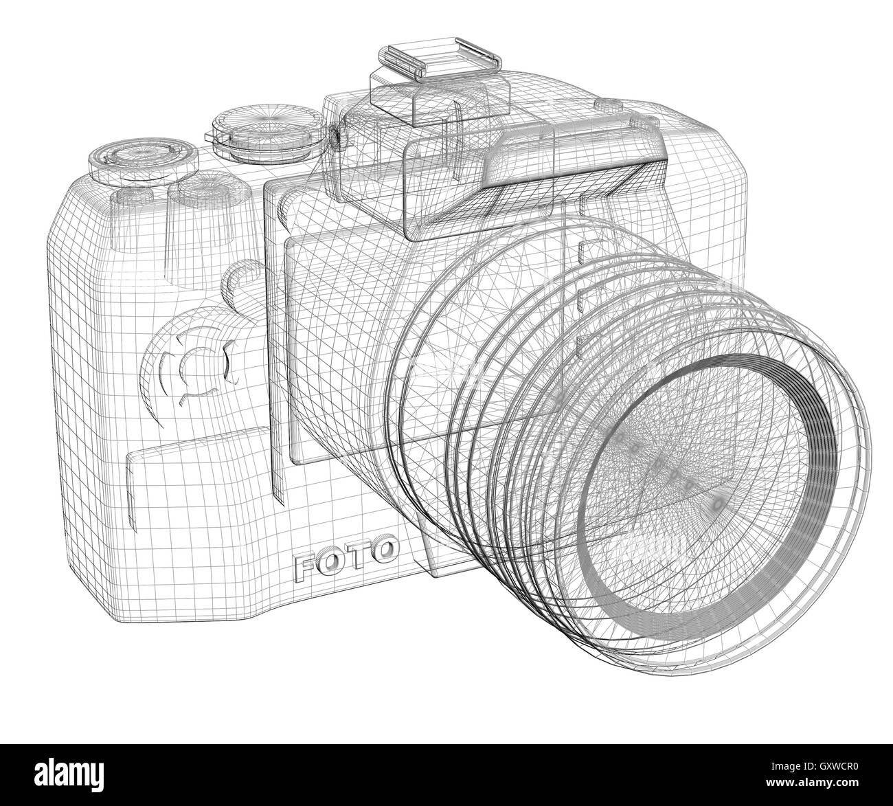 SLR camera. Wire frame Stock Photo - Alamy