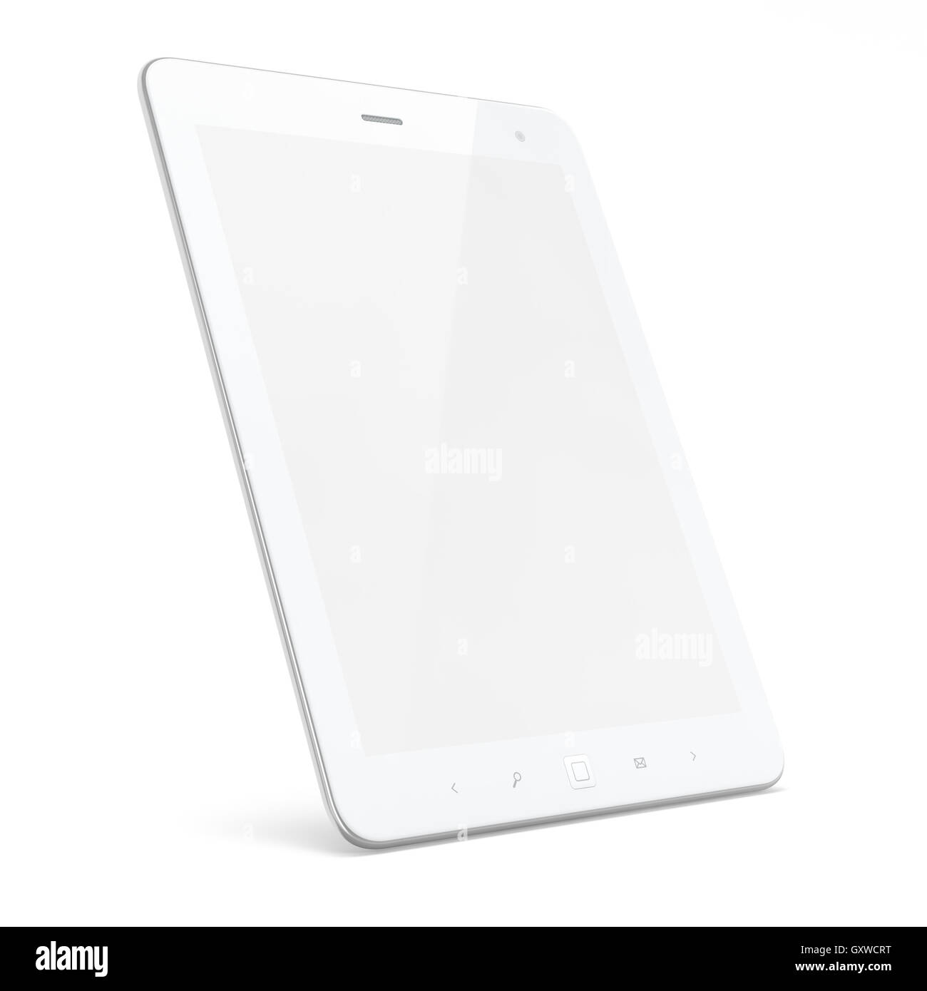 Beautiful white tablet pc on white background Stock Photo - Alamy