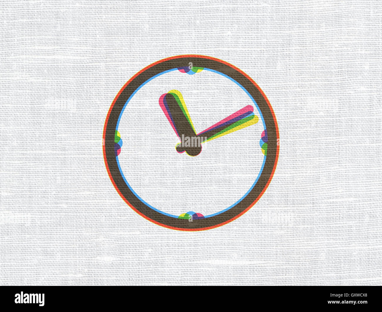 Timeline concept: Clock on fabric texture background Stock Photo - Alamy