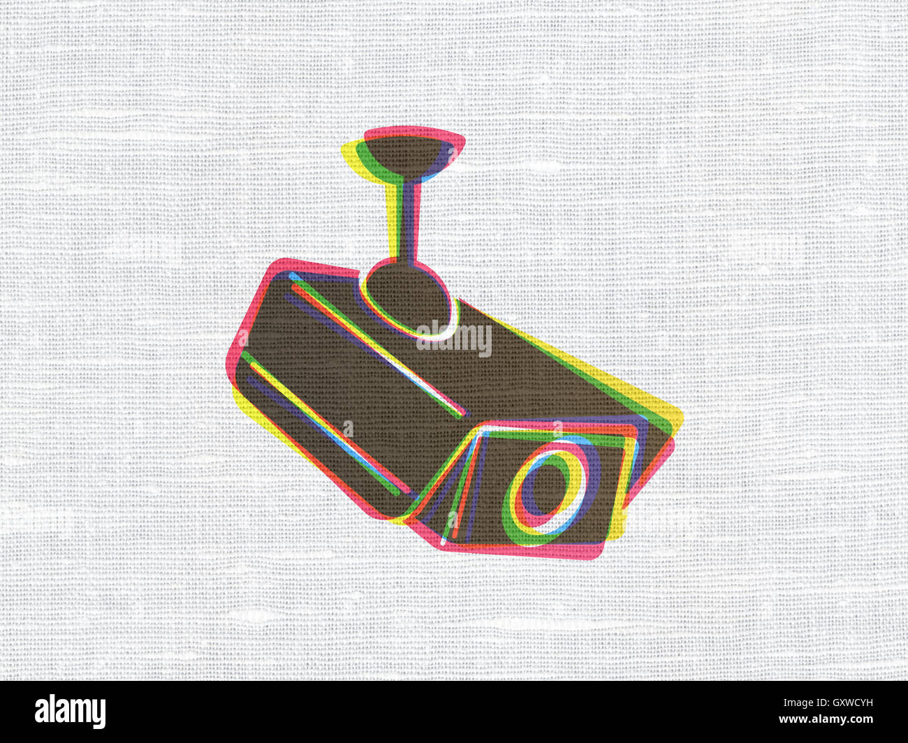 Protection concept: Cctv Camera on fabric texture background Stock ...