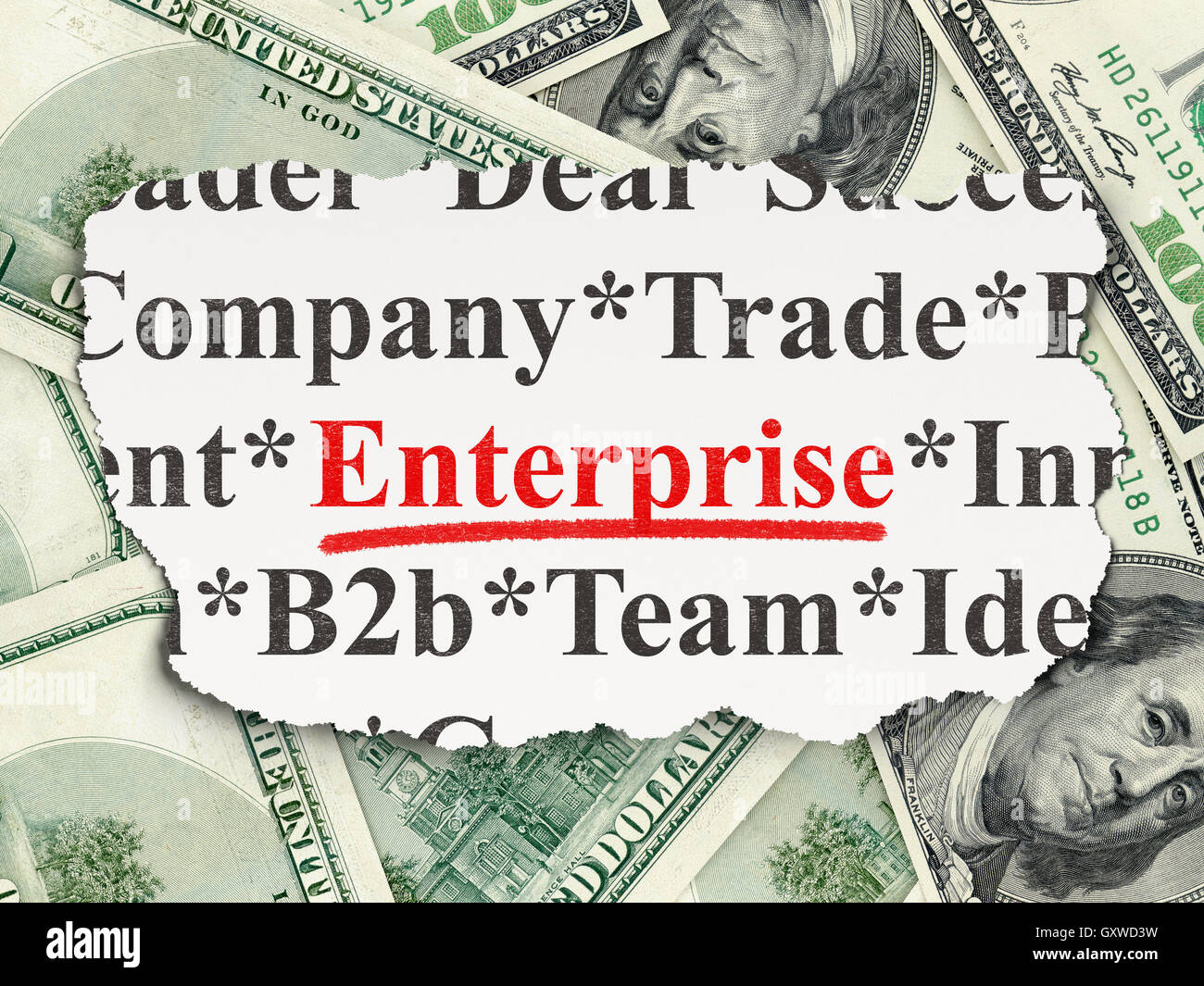 Finance concept: Enterprise on Money background Stock Photo - Alamy