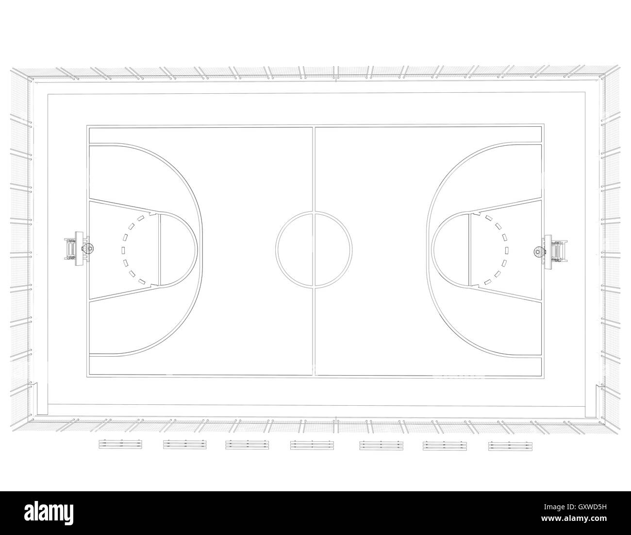 Basketball court. Wire frame Stock Photo - Alamy