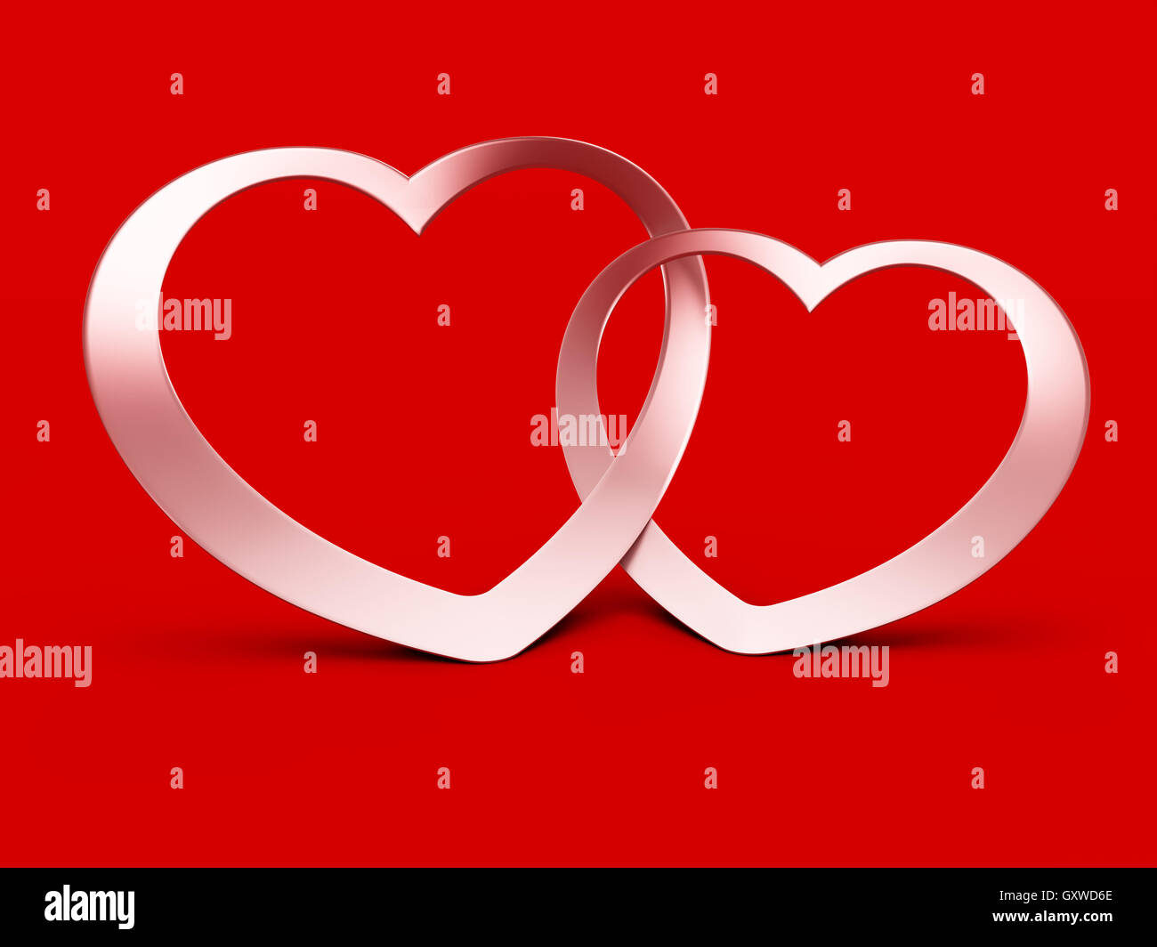 Two jointed hearts on red Stock Photo - Alamy