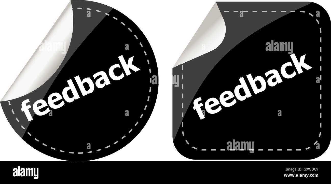 stickers label set business tag with feedback word Stock Photo - Alamy