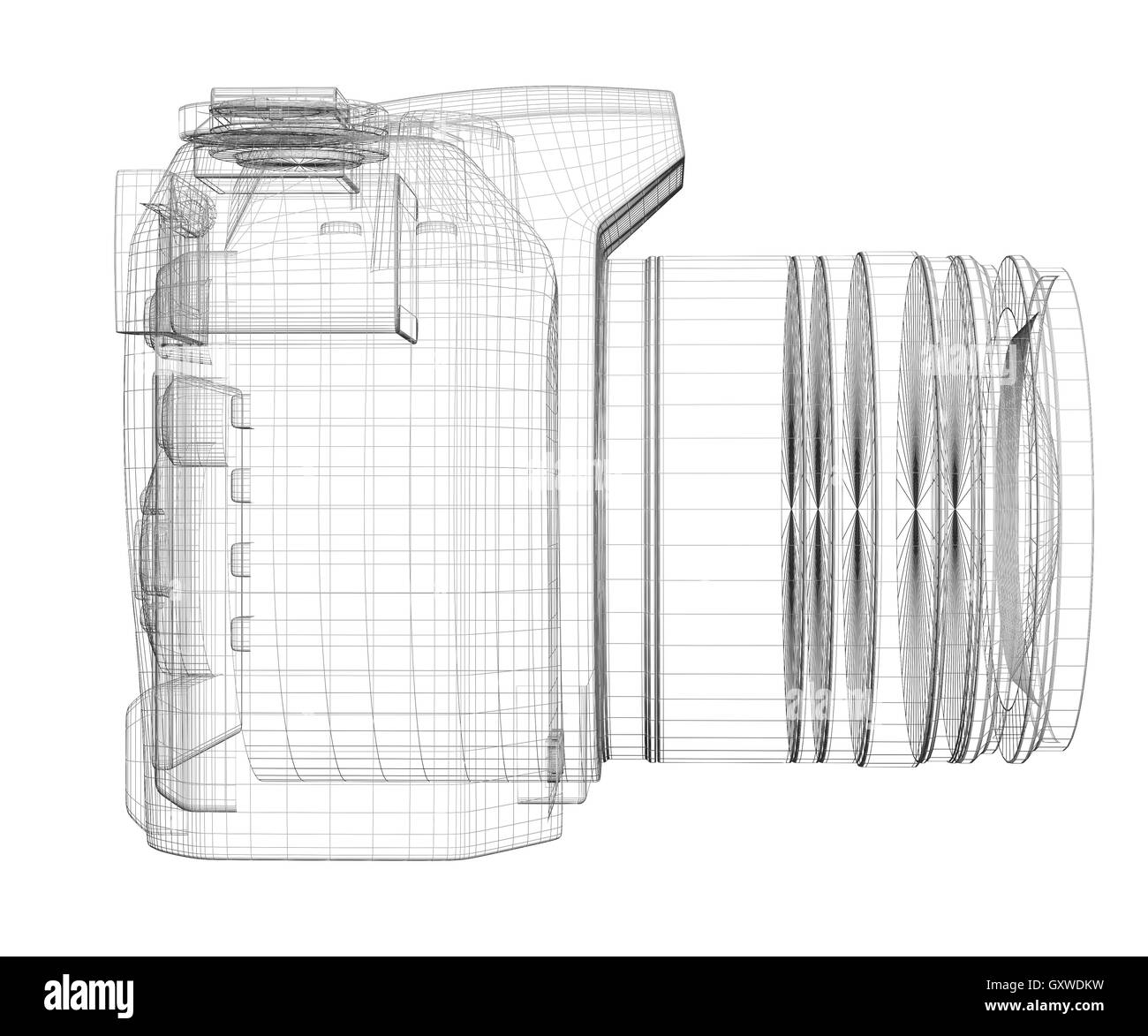 SLR camera. Wire frame Stock Photo - Alamy