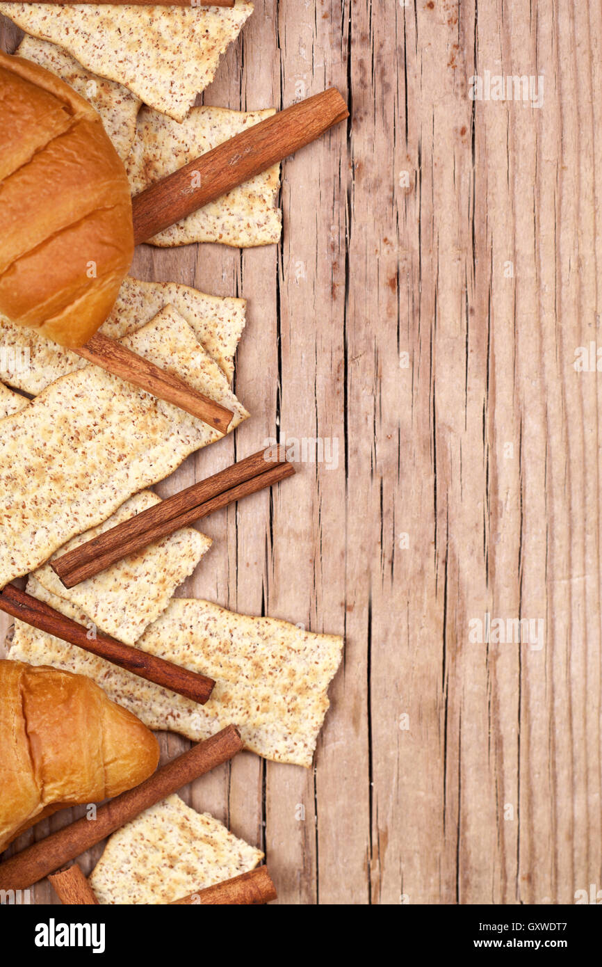 crackers, cinnamon sticks and fresh croissants Stock Photo - Alamy