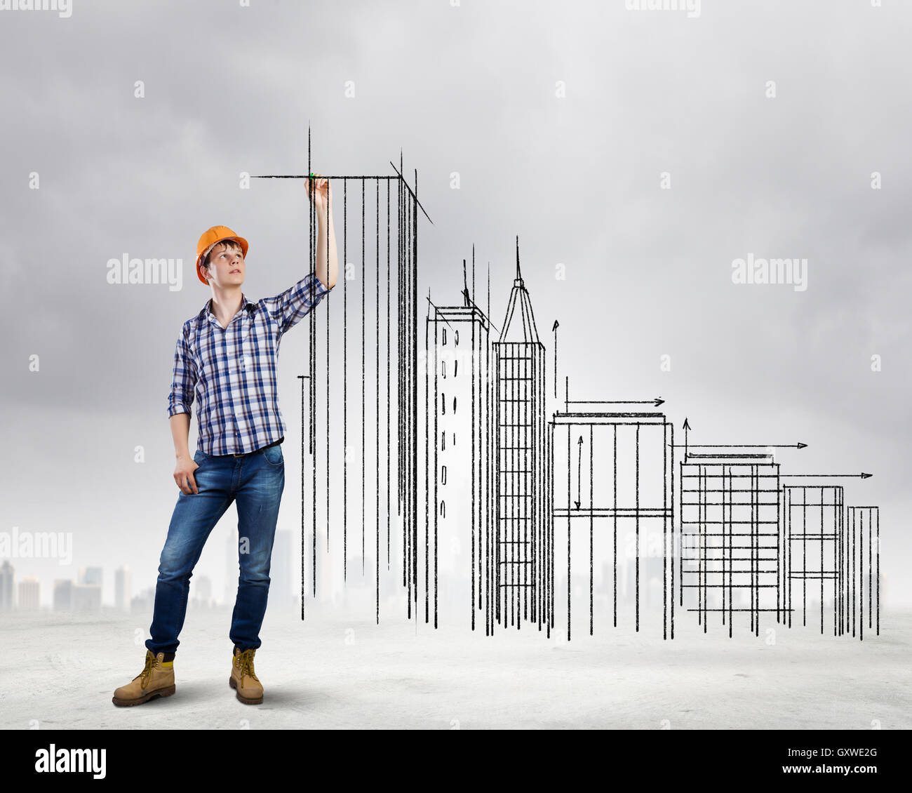 Engineering drawing skyscraper hi-res stock photography and images - Alamy