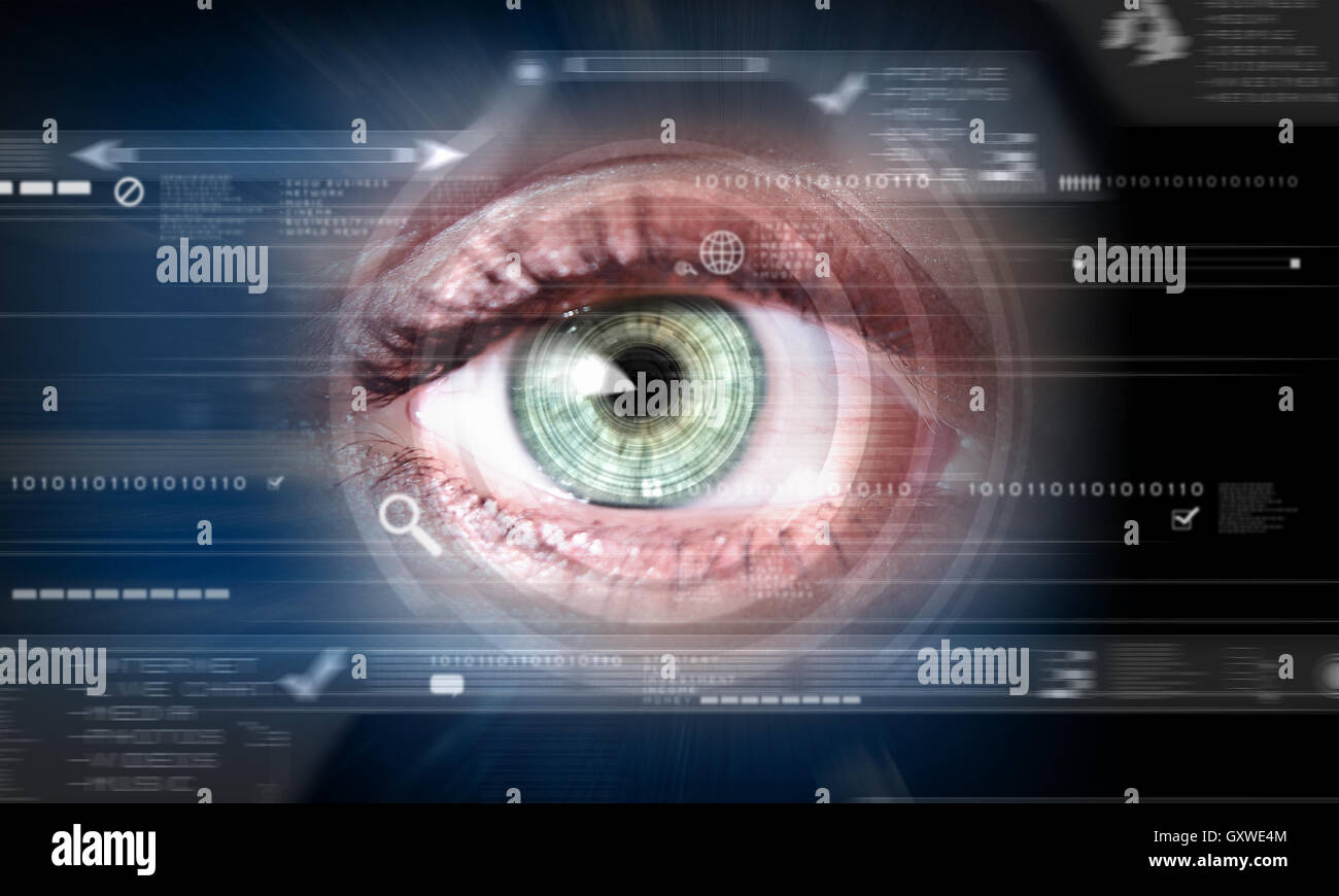 Digital image of woman's eye. Security concept Stock Photo - Alamy