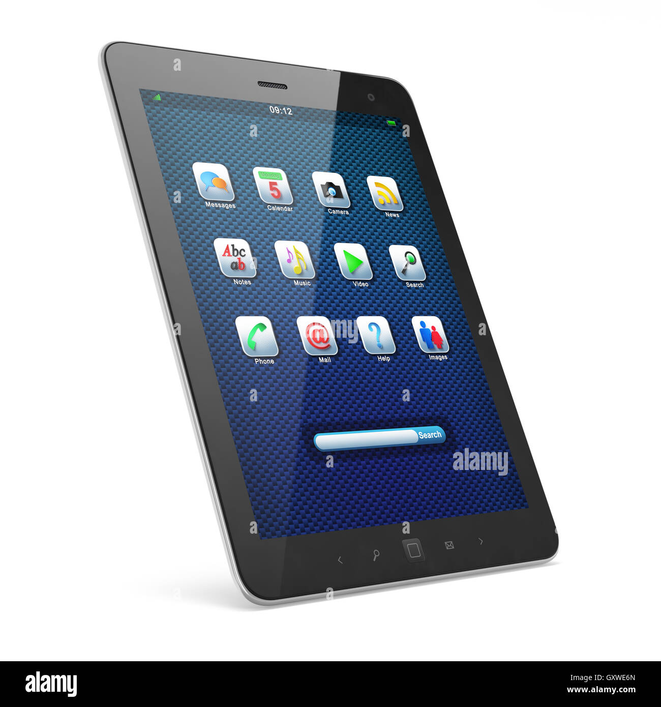 Beautiful black tablet pc on white background Stock Photo - Alamy