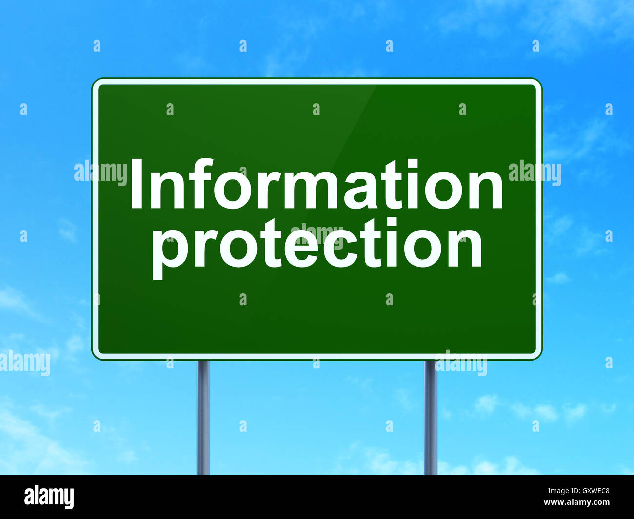 Security concept: Information Protection on road sign background Stock ...