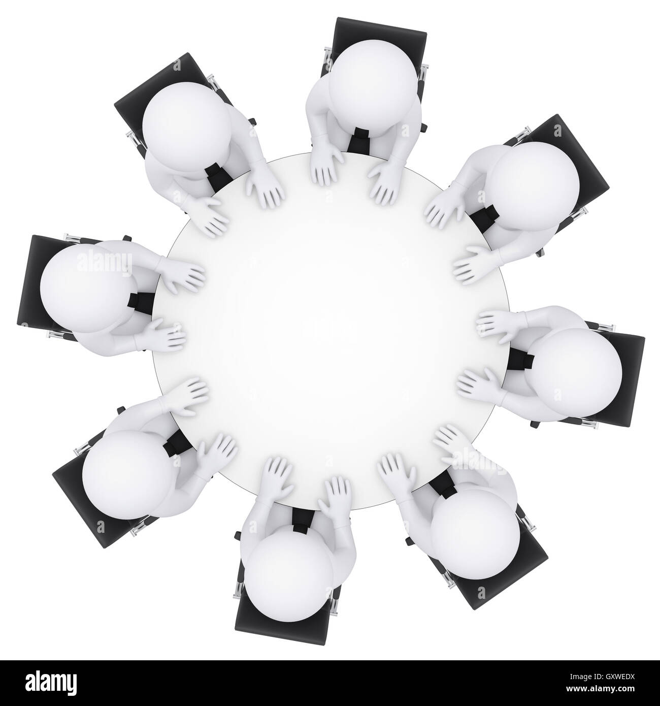 3d men sitting round table hi-res stock photography and images - Alamy